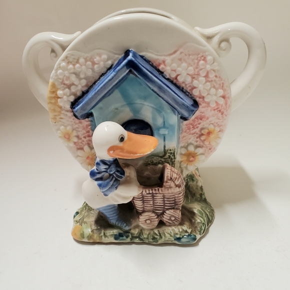 Vintage | Accents | Quirky Duck Pushing Baby Carriage Vase Planter ...